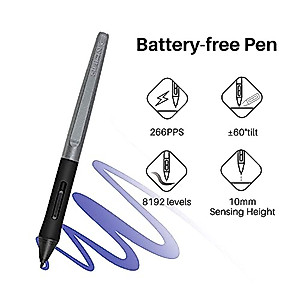 Huion Inspiroy H1060P Graphics Drawing Tablet with Digital Pen PW100 and Skeleton Glove, OTG Adapters Included