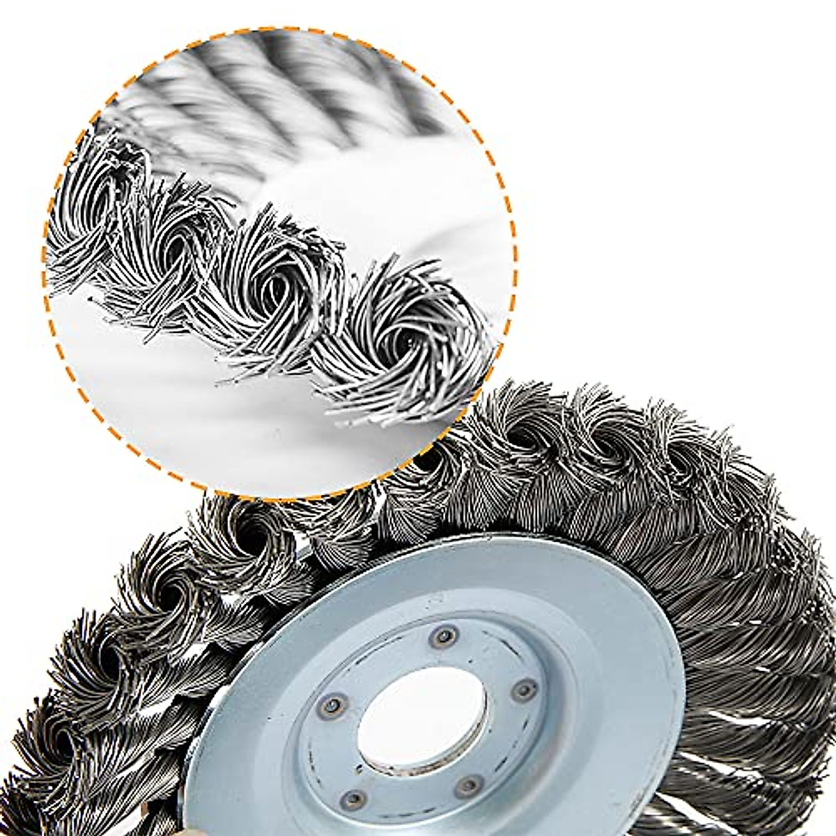 XLENTGEN 6 Inch Steel Wire Brush Cutter Trimmer Head - Professional Round Head Lawn Mower Accessories - Lawn Rotary Steel Wire Brush for Rust Removal, Lawn Patio, Garden, Masonry Pavement, Driveway