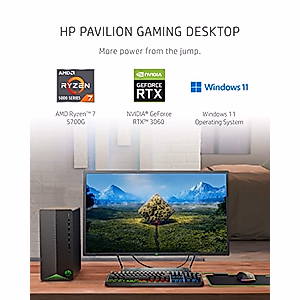 HP Pavilion Gaming PC, AMD Ryzen 7 5700G Processor, 16 GB SDRAM, 512 GB SSD, Windows 11 Pro, Wi-Fi 5 & Bluetooth Combo, 9 USB Ports, Pre-built Gaming PC Tower, Mouse and Keyboard (TG01-2360, 2021)