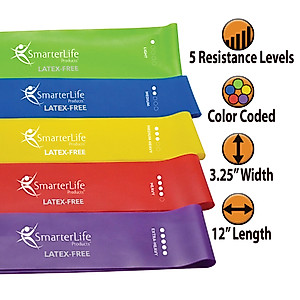 SmarterLife Resistance Bands for Working Out, Non-Latex Exercise Bands for Women, Men, 5 Extra Wide Workout Bands For Weight Loss, Home Gym, Booty Bands, Physical Therapy Bands, Workout Guide Included