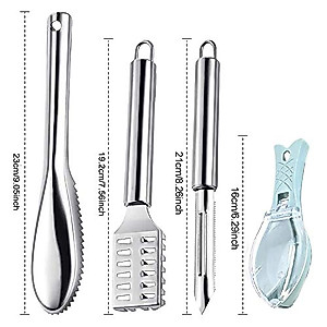 4 Pieces Fish Scaler，fish scale remover，fish peeler，fish cleaningTool for Fish Scales Removing Peeling