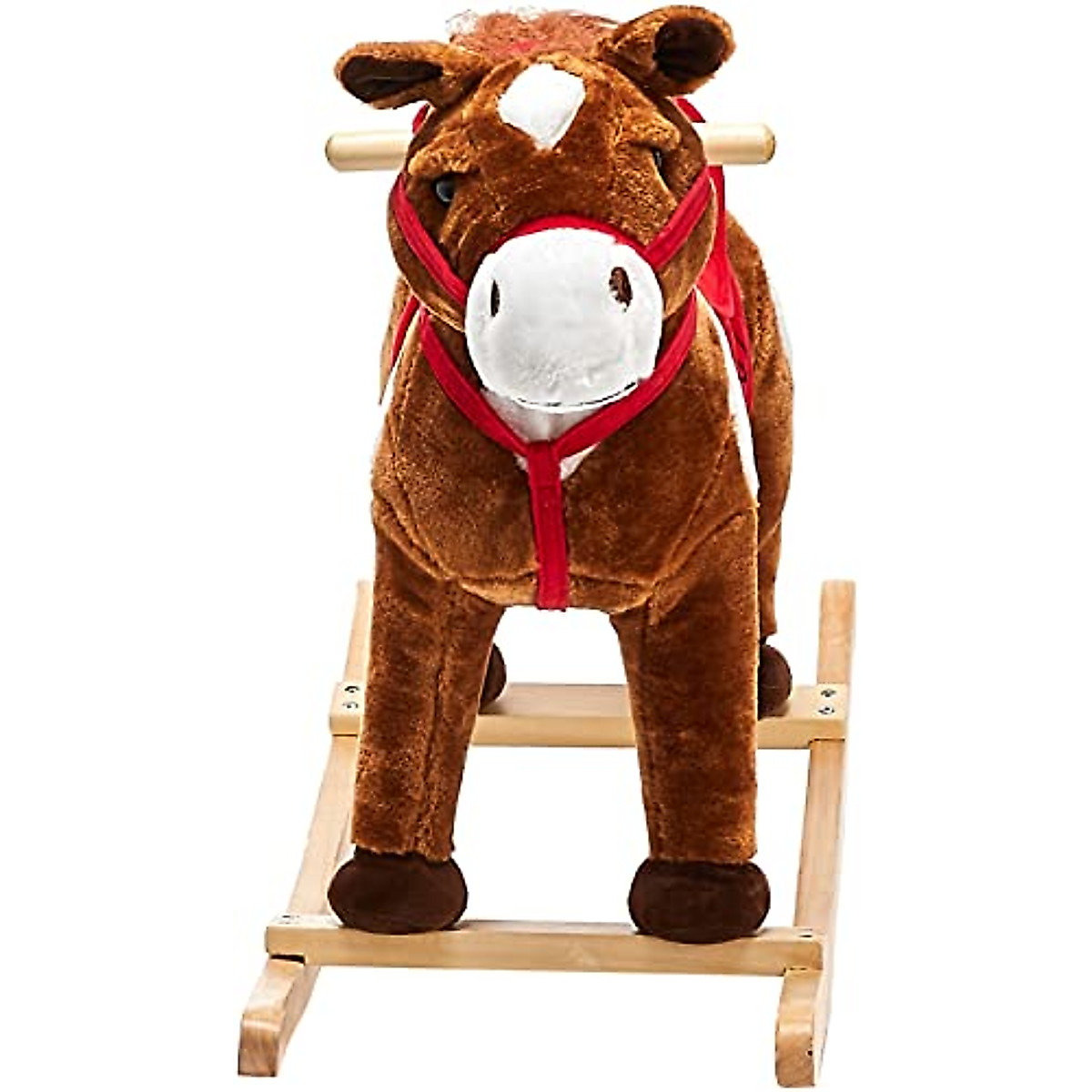 Animal Adventure | Real Wood Ride-On Plush Rocker | Chestnut Horse | Perfect for Ages 3+, 28" x 12" x 22"