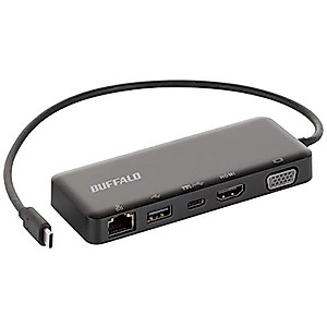 Buffalo LUD-U3-CGD/N USB Type-C Connection, 5-in-1 Docking Station, PowerDelivery, Wired LAN, HDMI, VGA, USB 3.2 (Gen 1) Compatible Port, MacBook/Surface Manufacturer Operation Confirmed