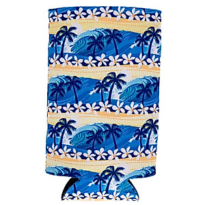 Waves Tropical Beach Pattern 16 oz. Can Coolie