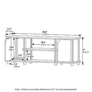 Furinno Brahms TV Stand Entertainment Center with Shelves and Storage for TV Size up to 45 Inch, Espresso/Black