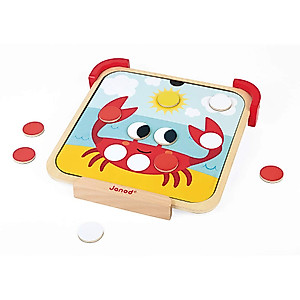 Janod I Am Learning Colors Magnetic Chips Game Set with 20 Activities and Chalk Board - Ages 2+ - J05321