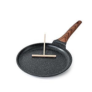 Kordisen Crepe Pan Nonstick, 10 Inch Dosa Pan with Spreader, Granite Coating Comales Para Tortillas Pancake Pan, Flat Pan for Stove Top, Induction Compatible, PFOA Free