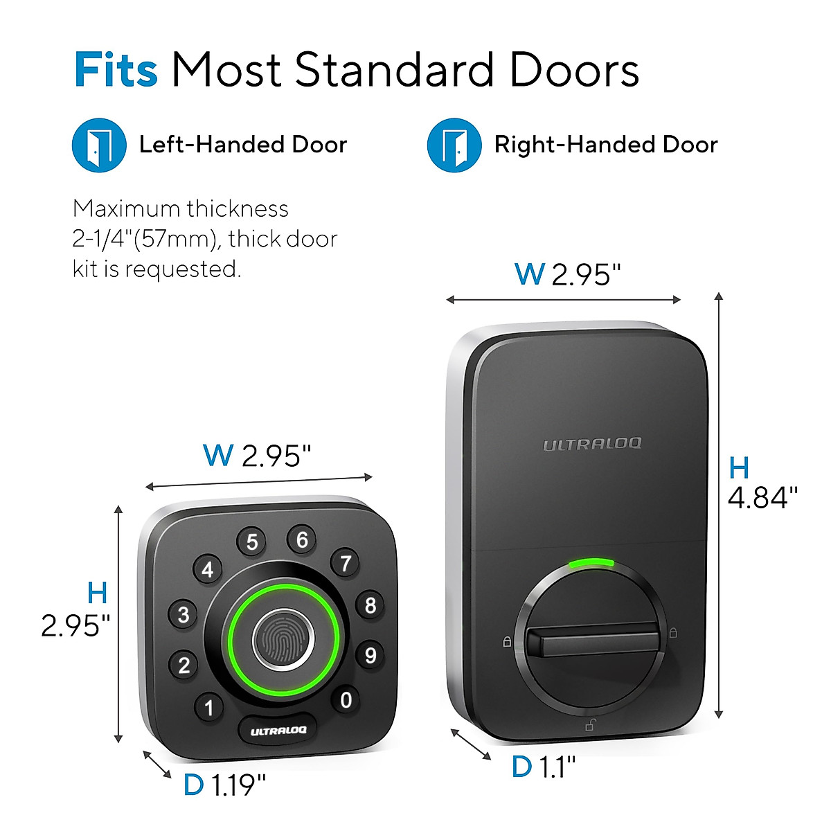 ULTRALOQ U-Bolt Pro Smart Lock + Bridge WiFi Adaptor, 6-in-1 Keyless Entry Door Lock with WiFi, Bluetooth, Biometric Fingerprint and Keypad, Smart Door Lock Front Door, Deadbolt Lock Edition