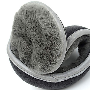 Unisex Winter Ear Muffs Foldable Fleece Lined Warm Ear Warmers for Women and Men (Grey)