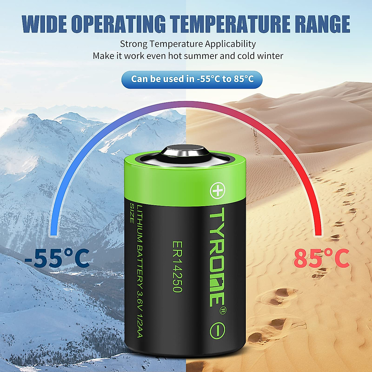 tyrone ER14250 1/2AA 3.6v Lithium Battery LS14250 1200 mAh 1/2aa Batteries Compatible with Dogwatch Dog Collar Meter Sensor/Movement Monitor/Home Security/Alarm System [ Value Packing ][ 16 Pack ]