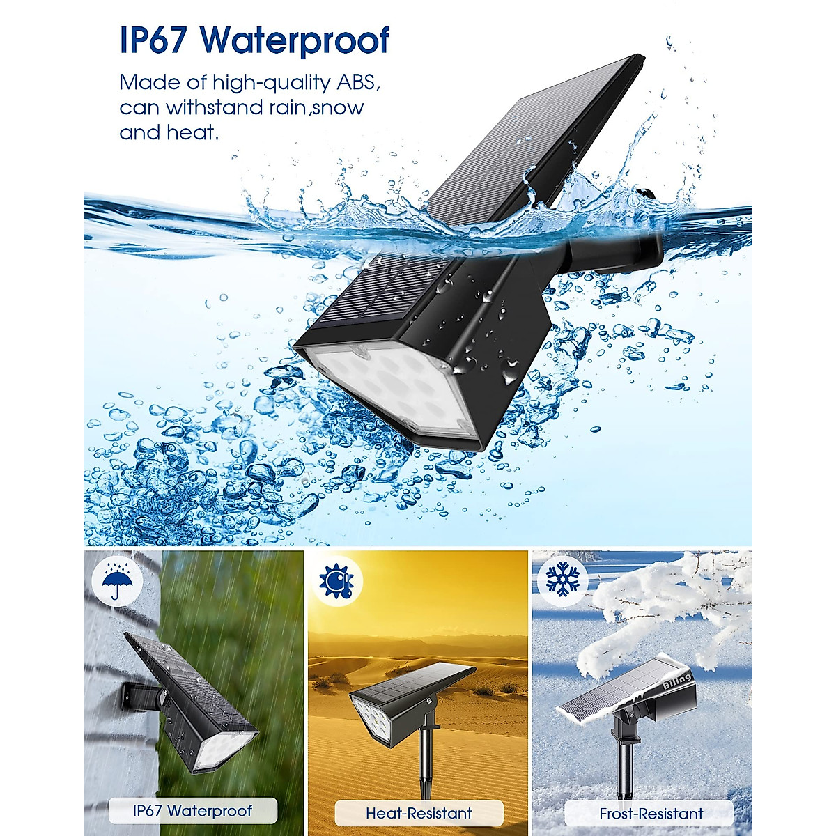 Biling Solar Spot Lights Outdoor, Bright 700 Lumen Solar Lights Outdoor Waterproof IP67, Solar Landscape Lights Uplights for House Patio Pathway Yard Garden Driveway Pool - White(4 Pack)