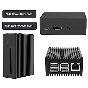 Geekworm for Raspberry Pi 3 B+ Case, Aluminum Alloy Heavy Duty Passive Cooling Metal Case with Heatsink Pillar Compatible with Raspberry Pi 3 Model B+/Raspberry Pi 3 Model B-Black (P252)