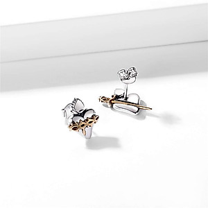 Sterling Silver Stud Earrings for Women Hypoallergenic Dainty Sacred Heart Earrings Crown of Thorns Arrow Heart Mismatched Earring Studs Christian Jewelry For Women Men