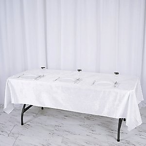 Tableclothsfactory 60 x 102 Inch White Rectangle Tablecloth - Premium Velvet Table Cloth for Wedding, Party, Banquet, and Events