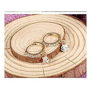 TIDOO Summer Star Shaped Earrings 18K Gold Plated Sparkly Cubic Zirconia Drop Earrings For Women Small Crystal Dangle Earring Jewelry