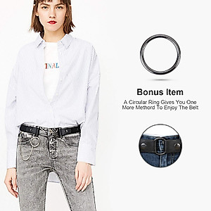 WHIPPY Buckle-Free Comfortable Elastic Belt for Women or Men, Buckle-less No Bulge No Hassle Invisible Belts, Black, Large Size 32-48 inches