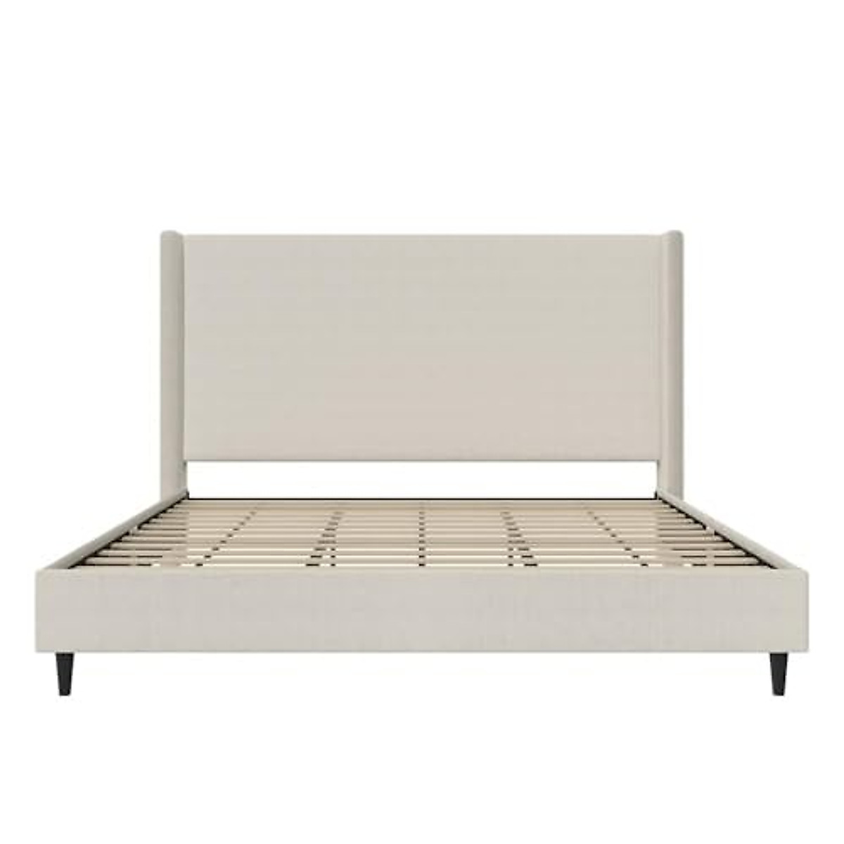 DHP Eveline Upholstered Platform Bed Frame - King in Textured Ivory Canvas