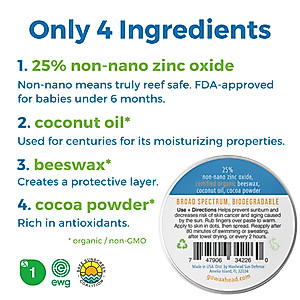 Waxhead Tinted Zinc Oxide Sunscreen Face, SPF 30 Reef Safe Non-Toxic Sunscreen Surf Zinc Sunblock, Travel Waterproof for Swimming, Lifeguard, Sports, Organic Sun Block Colored Face Scar (Tint 2oz Tin)