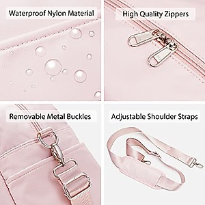 LONG VACATION Women's Travel Duffel Bag with Toiletry Bag, Sports Gym Bag Weekendeer Carry-on Tote with Shoe Compartment and Wet Pocket, School Yoga Bag Fit 15.6inch Laptop (PINK, 18-inch)