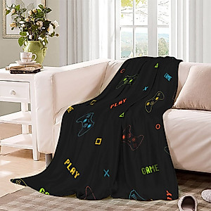 Retro Gamepad Blanket,Colorful Boy Video Game Gaming Controller Button Pattern Print Throw Blanket,Blanket for Couch Bed Sofa Ultra Warm and Cozy for All Seasons 50x60inch(127x152cm)