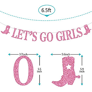 Let's Go Girls Banner, Bridal Shower/Bachelorette/Bride to Be Decorations, Western Cowgirl Bridal Shower Party Decorations Supplies, Pink Glitter
