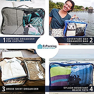 Large Clear Travel Packing Cube/See-Through PVC Organizer for Suitcase/Multipurpose Pouch w/Handle/Dress Shirts, Pants, Cashmere, Sweaters & Seasonal Linen Storage Protection (Gray)