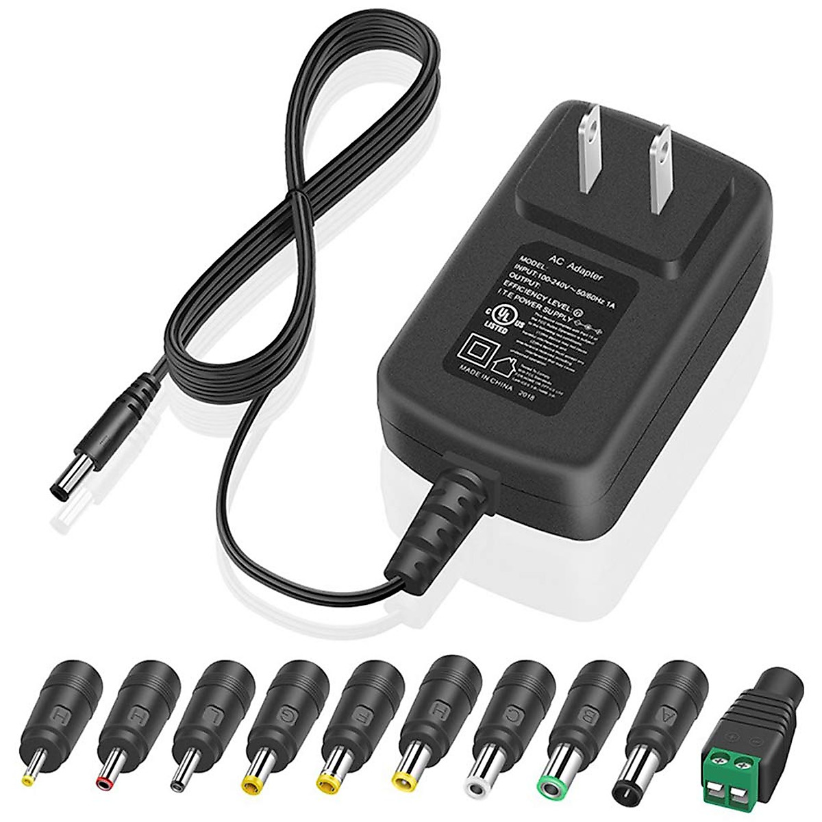 9V 2A 1.5A 0.5A AC Adapter Power Supply 18W 10 Tips UL Listed Charger for Routers LED Rights Tablets Speakers Webcams Transformer