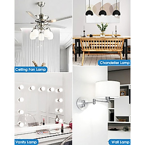 EvaStary Ceiling Fan Light Bulbs, 60W Equivalent E12 LED Bulb, Super Bright 600LM Daylight 5000K Small Base A15 Shape Candelabra Bulb for Chandelier, Ceiling Fans, Non-dimmable, 85-265V, 6 Pack