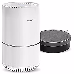 hOmeLabs Compact Air Purifier with Bonus Replacement Filter - 7.8” by 12.8” 3-stage Filtration with Activated Carbon - 1 pack