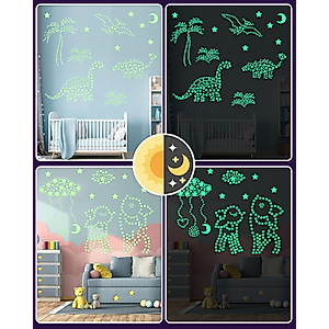 Greingways 201 Pcs Glow in The Dark Stars Stickers for Ceiling Bedroom, Stocking Stuffers for Kids Ages 2-4, 3-5, 4-8, 8-12, Kids Wall Room Decor Toddler Stocking Stuffers for Boys Girls