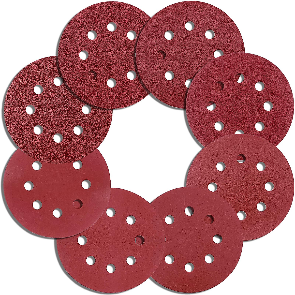 Sanding Discs Variety Grit Sandpaper: Hook Loop Disc 5-Inch 8-Holes 60 80 120 180 240 320 400 600 Grits(Each of 10) 80PCS