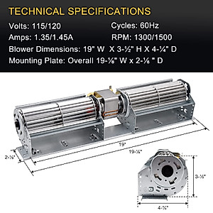 Adviace Replacement 1-00-29145 Distribution Blower Fan for Harman XXV XXV-TC Pellet Stove, Harman Accentra Cast Free Standing, Harman P35I & P35I-C Pellet Insert, 3-21-29045 Distribution Blower