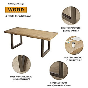 Rustic Style Solid Wood Computer Desk 55-inch Large Office Desk Home Simple Modern Long Desk Study Writing Desk Dining Table for Home Office