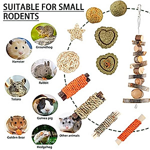 VCZONE Rabbit Chew Toys, Pet Bunny Tooth Chew Toys Organic Natural Apple Wood Grass Cake Ideal for Bunny, Chinchilla, Guinea Pigs, Hamsters Teeth Grinding (12 Pack)