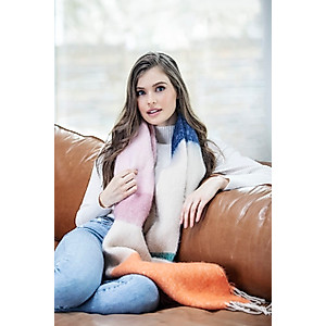 Britt's Knits Barcelona Blanket Scarf Winter Wrap Warm Knit Oversized Twist Fringe Scarf Cozy Scarf for Women - Orange