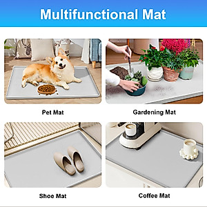 Tullyllify Under Sink Mat 22x34, Silicone Under Sink Mats for Kitchen Waterproof, Under Kitchen Sink Mat with Lip, Under Sink Liner Tray, Kitchen Under Sink Organizers and Storage, Light Grey