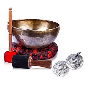 Large Tibetan Singing Bowl and Tingsha Bell Combo