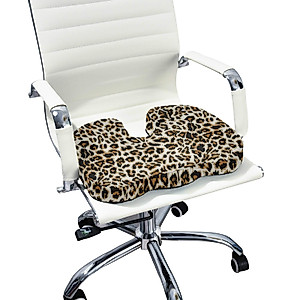 Qilmy Leopard Print Seat Cushion Cover Breathable Non-Slip Memory Stretch Removable Washable Seat Cushion Cover Foam Seat for Home Office Cars, 17 x 14 x 2.2 Inch