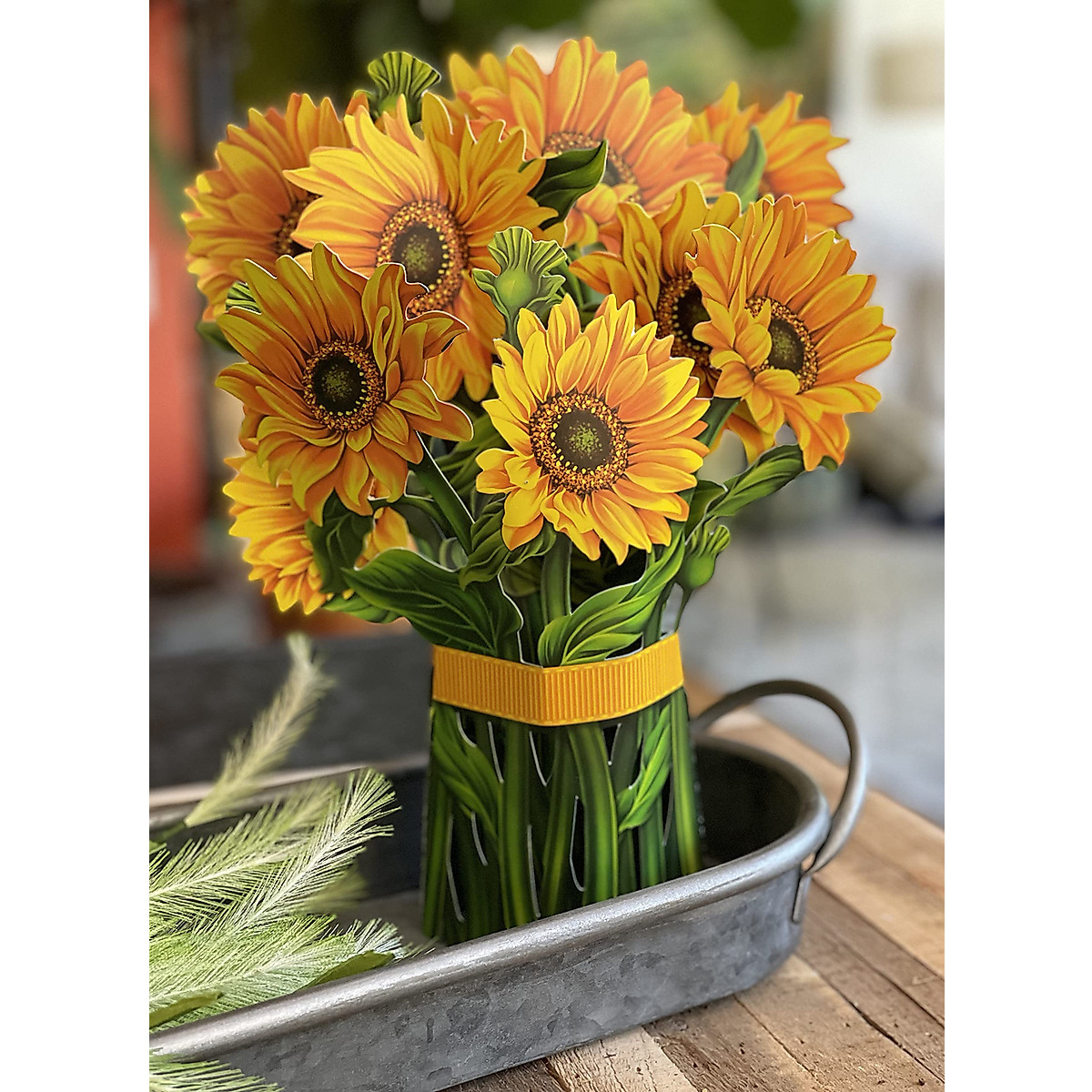 Freshcut Paper Pop Up Cards, Paper Flower Bouquet 3D Popup Greeting Cards with Note Card & Envelope, Birthday Card, Anniversary Card, Get Well Gifts for Women, 12" Sunflowers