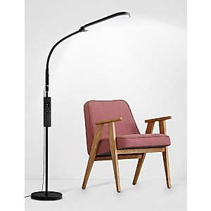 Nergbon LED Floor Lamp Standing Floor Lamp with Remote Control and 2000-6500K Adjustable Color Temperature, Swing Arm Floor Lamp for Living Room, Bedroom, Office, Chairside, Reading