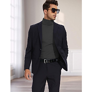 SIMIYA Mens Turtleneck Long Sleeve Shirts, Slim Fit Thermal Turtleneck for Men Basic Lightweight Thermal Underwear Top Grey