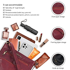 ESTALON Women's Real Leather Crossbody Purse With Adjustable Sling Strap - Medium Size Crossover Shoulder Hand Bag