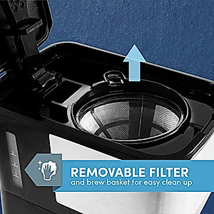 Elite Gourmet EHC9420 Automatic Brew & Drip Coffee Maker, with Pause N Serve, Reusable Filter, On/Off Switch, Water Level Indicator, 5-Cup, Stainless Steel