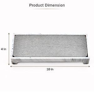 Salient Marble Instant Dry Sink Caddy under Organizer - Water-Absorbing Stone Tray for Kitchen/Bathroom, Fast-Drying Mat, Sponge and Soap Holder, 9.8in x 3.5in x 1.5in (White)