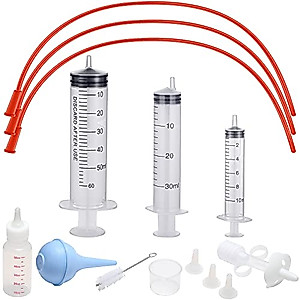 13 Pack Puppy Feeding Tube Kit Includes 8 FR Red Rubber Kitten Feeding Tubes, Clear Feeding Tube Syringes 10 ml 30 ml 60 ml Feeding Tools for Small Animals Supplies