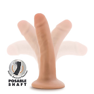 Blush Novelties Dr. Skin Plus - 5 Inch Realistic Posable Dildo - Suction Cup Base for Hands Free Play and Harness Compatible - Triple Density and Flexible Sex Toy for Him Her Couples