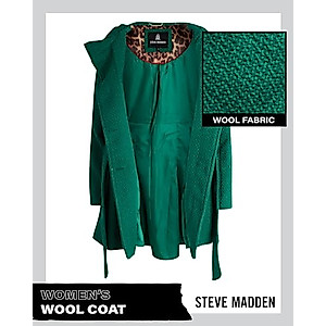 Steve Madden Women's Single Breasted Wool Coat, Green, Small