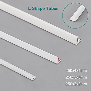 BENECREAT 60 Pcs 3 Styles Abs Styrene Plastic L-Shaped Right Angle Strip White, Thick Styrene Plastic Evenly Legged Angularly Formed, for DIY Craft Sandbox Material for Model Building