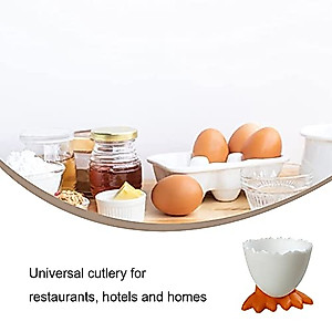 6 Pcs Egg Cups Cartoon Egg Holders Soft Hard Boiled Egg Cups for Breakfast Brunch Soft Boiled Egg(White)