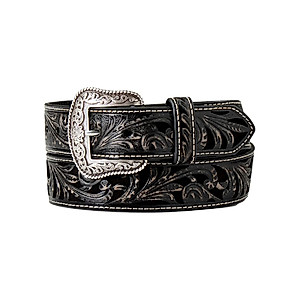 ARIAT Western Belt Womens Floral Embossed Leather L Black A1565001